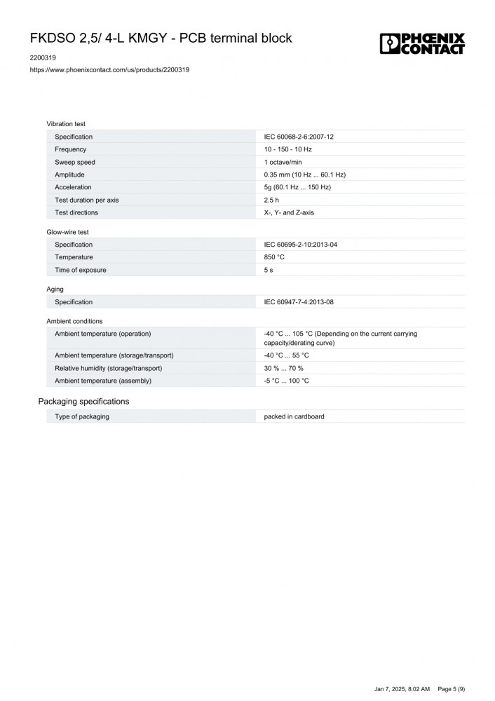 Phoenix Contact 2200319 technical document page 5
