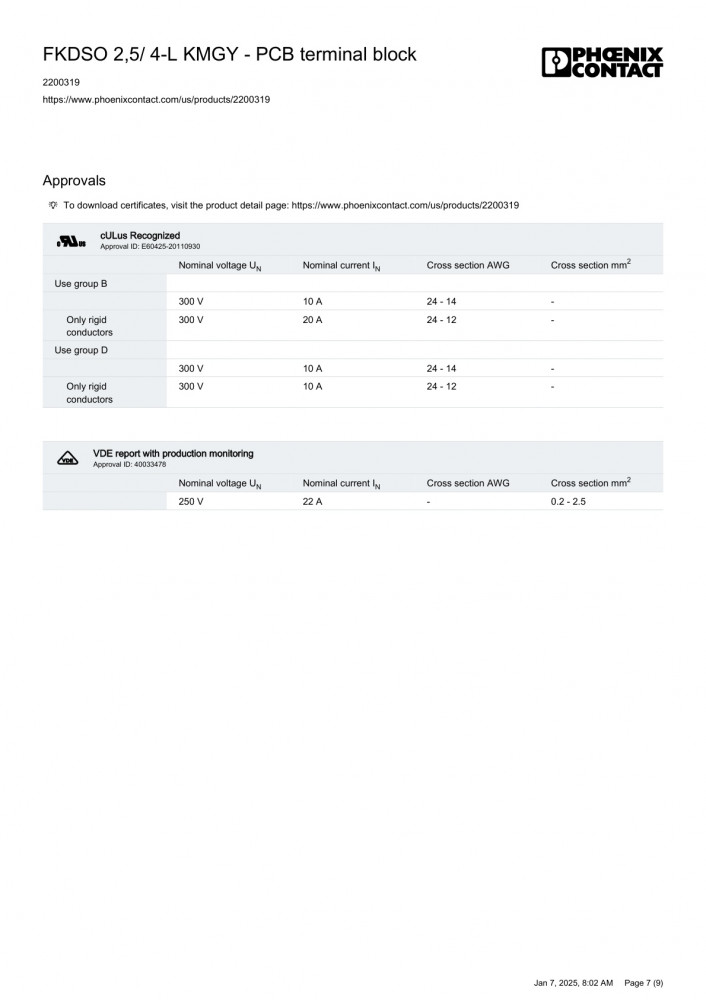 Phoenix Contact 2200319 technical document page 7