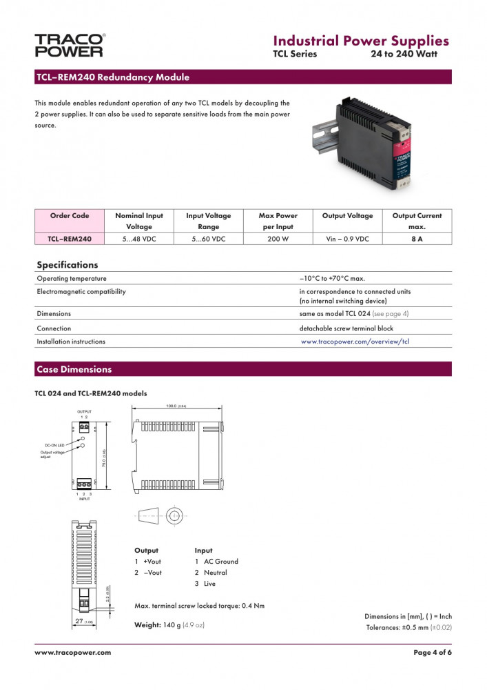 TRACO POWER TCL series datasheet page 4