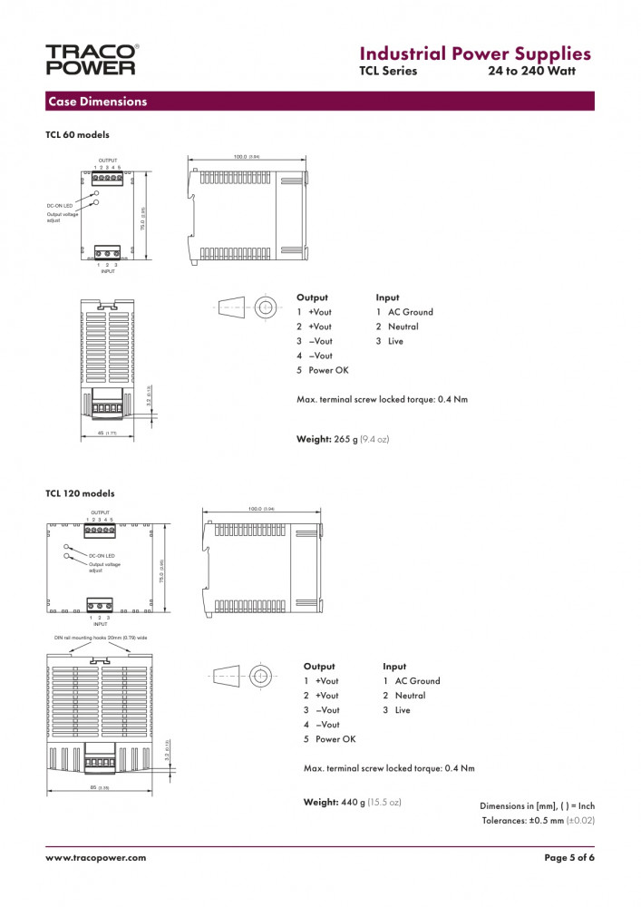 TRACO POWER TCL series datasheet page 5