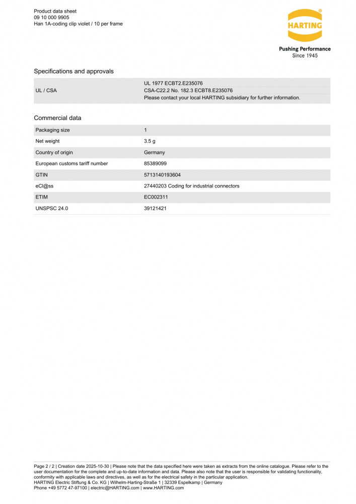 Product documentation image 2 for Han 1A violet coding clip