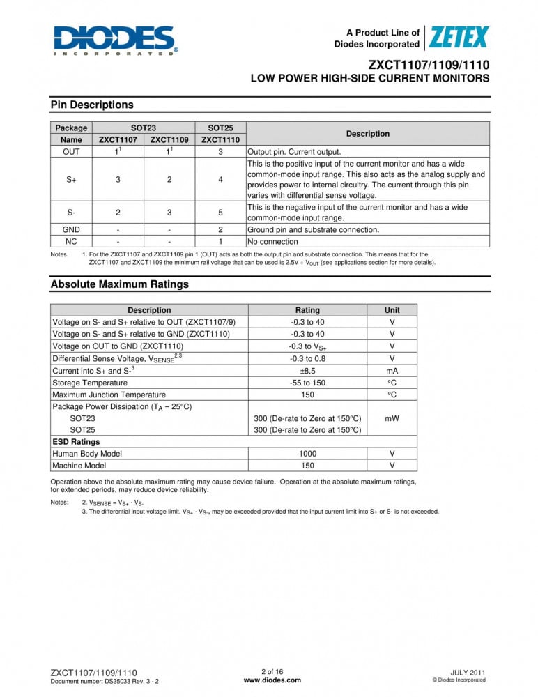 ZXCT1107SA-7 datasheet page 2