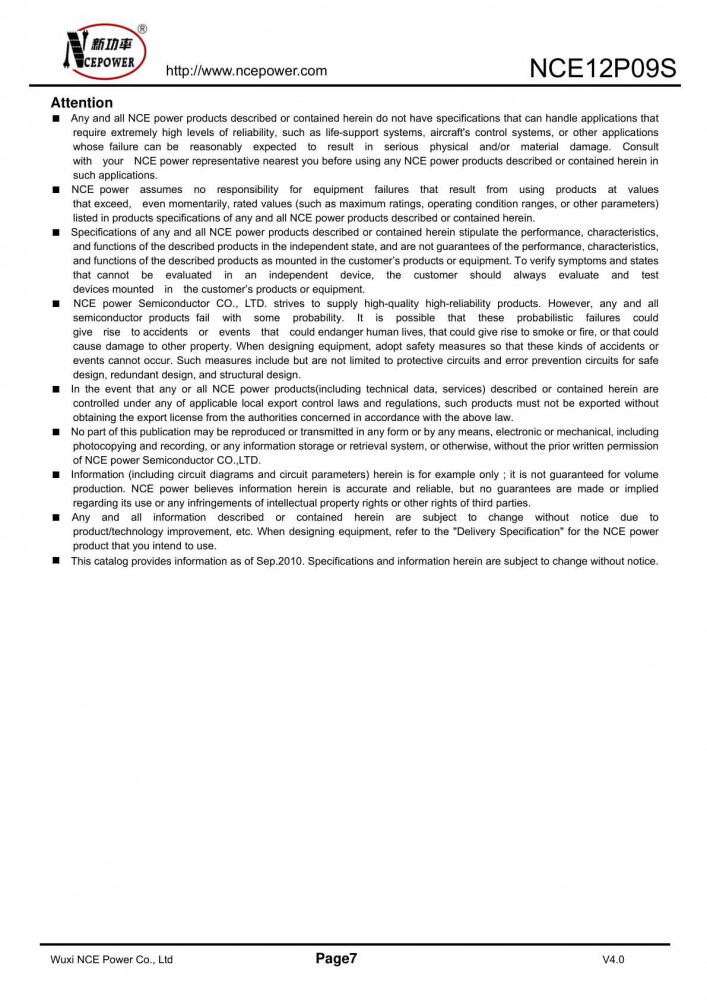 NCE12P09S datasheet page 7