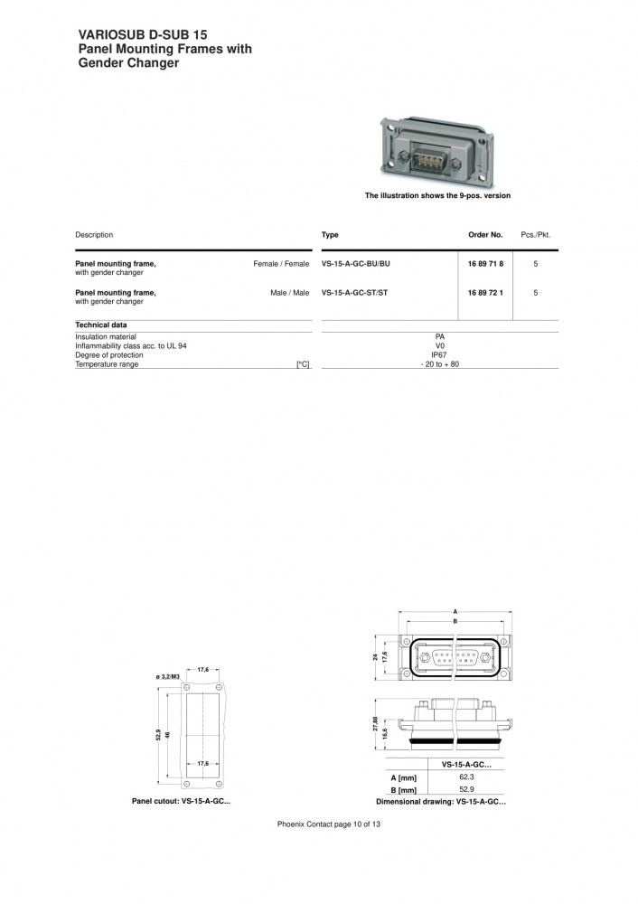 Phoenix Contact VS-15-A technical document page 10