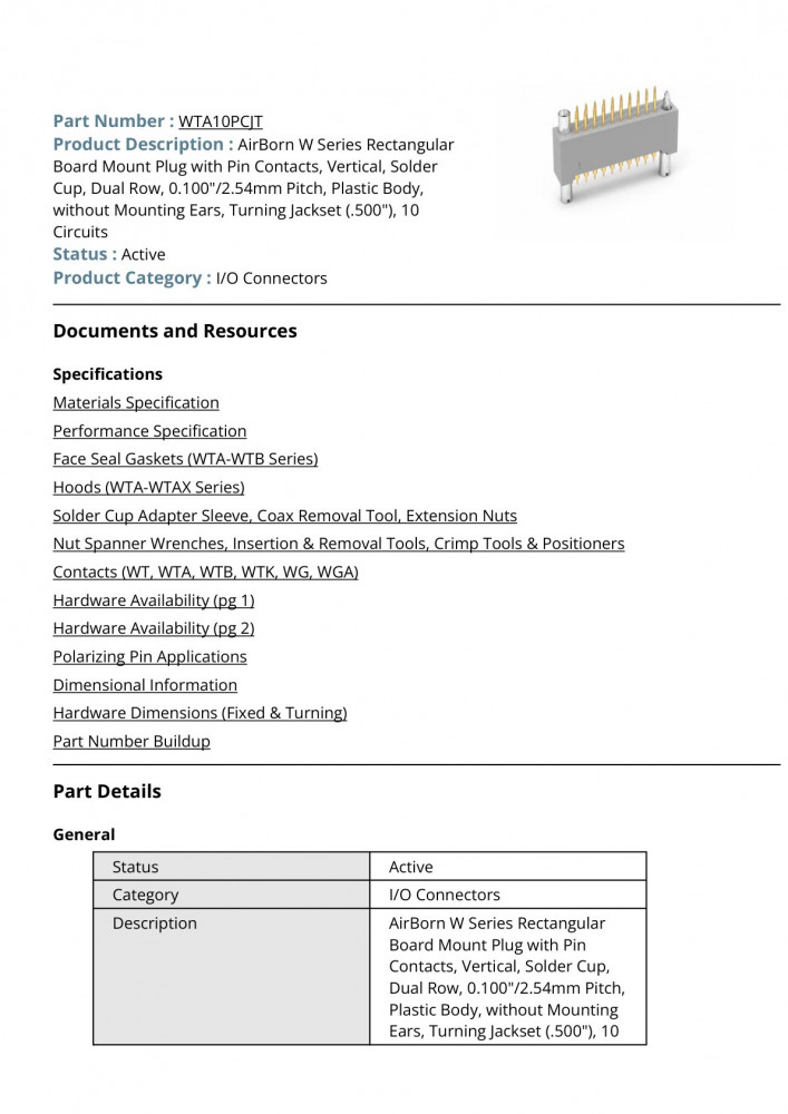 WTA10PCJT technical document page 1