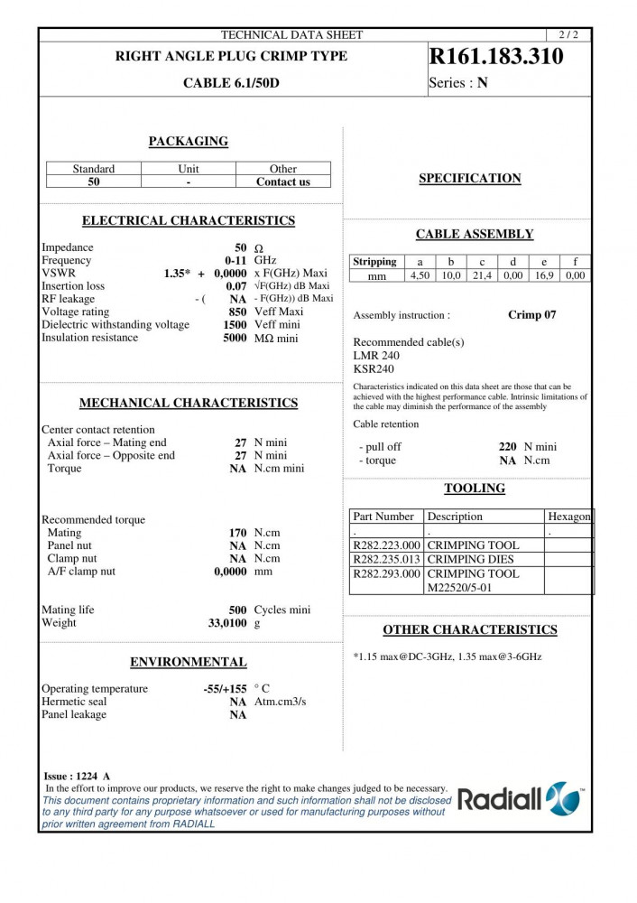Radiall R161183310 datasheet page 2
