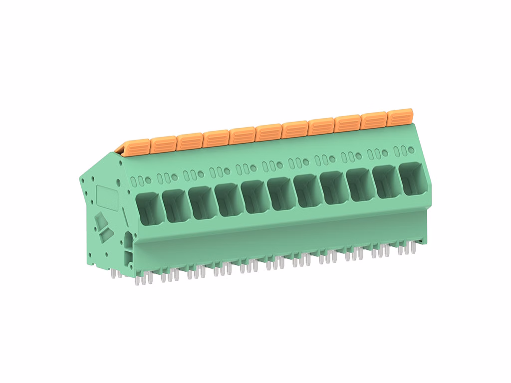 10.00mm Pitch Lever Activated Fixed Mount PCB Terminal Block, 35° Wire Entry, Bussed Terminals, 11 Circuits for sale