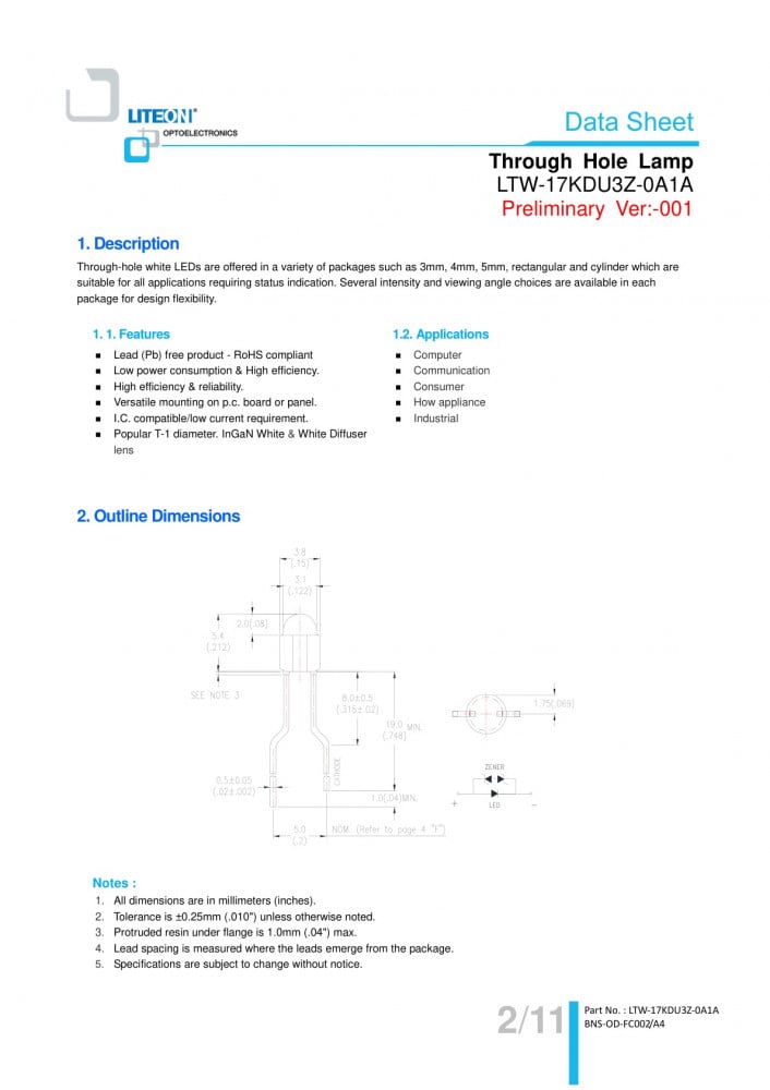 LTW-17KDU3Z-0A1A datasheet page 2