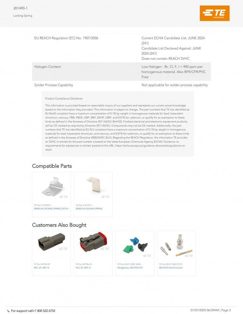 TE Connectivity 201490-1 technical document page 2