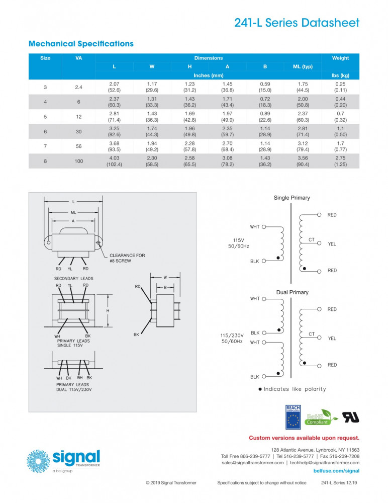 241-L Series datasheet page 3