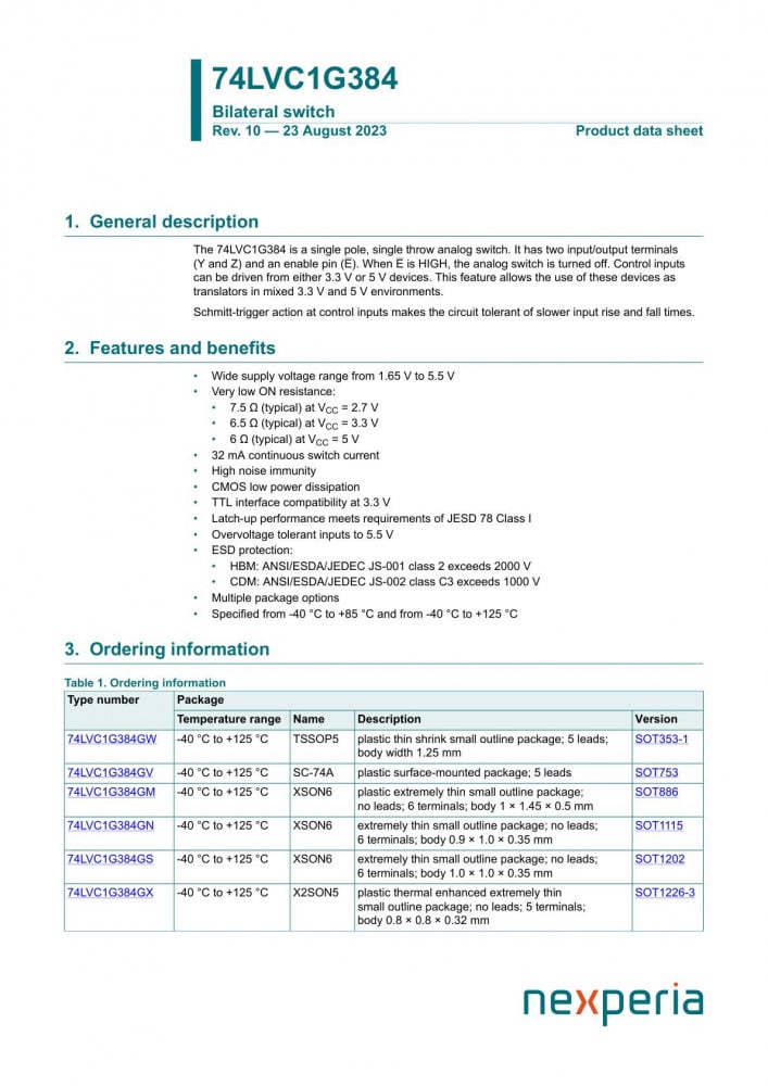 74LVC1G384GW,125 datasheet page 1