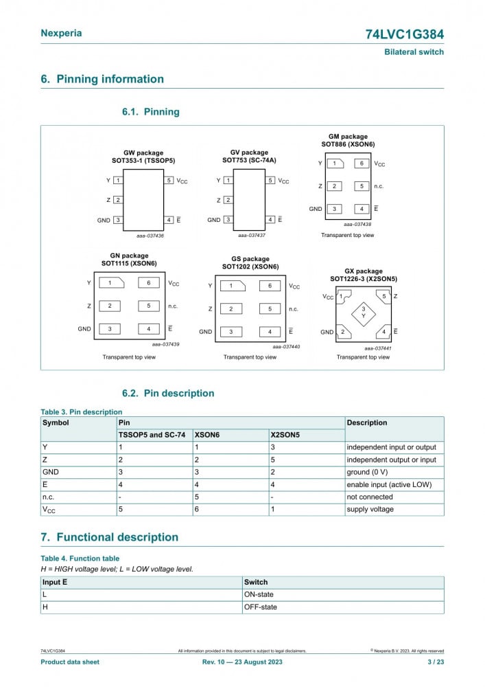 74LVC1G384GW,125 datasheet page 3
