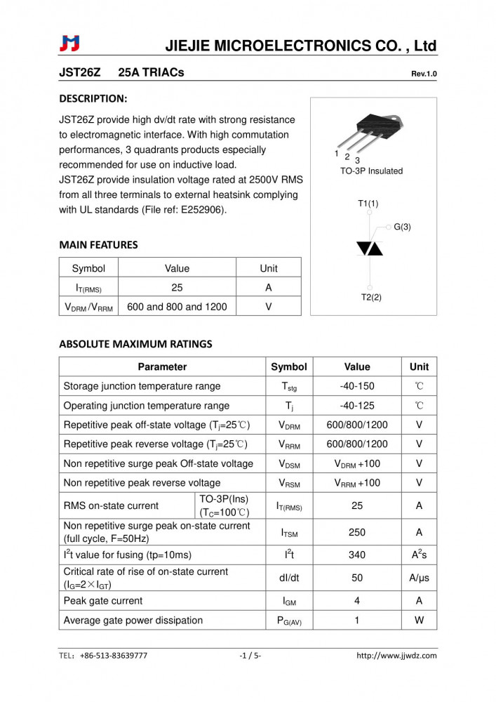 JST26Z datasheet page 1