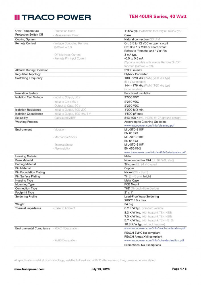 TEN 40UIR technical document page 4