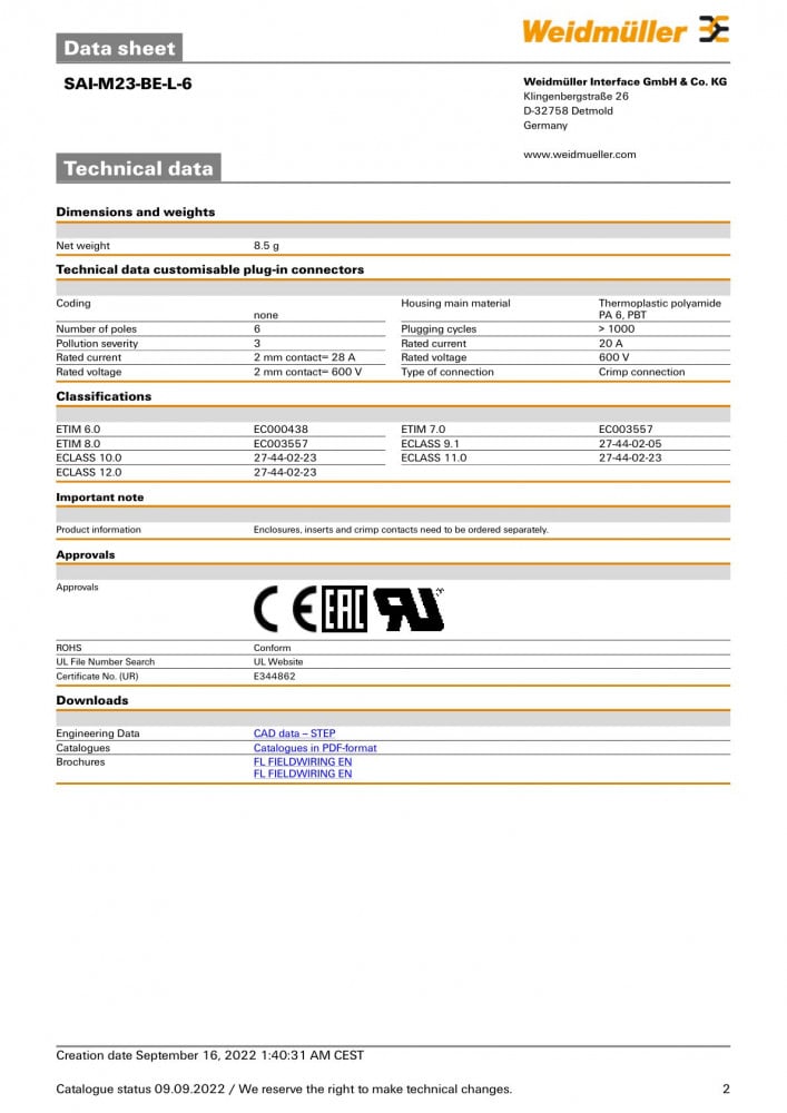 WEIDMULLER 1170370000 technical document page 2
