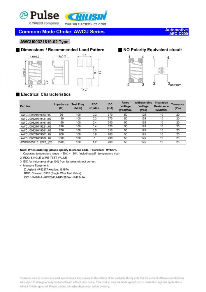 Chilisin AWCU series datasheet page 4