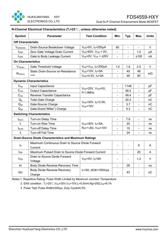 FDS4559-HXY datasheet page 2