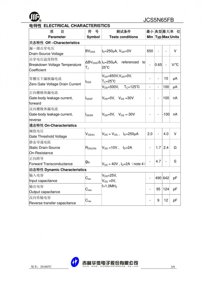 JCS5N65FB datasheet page 3