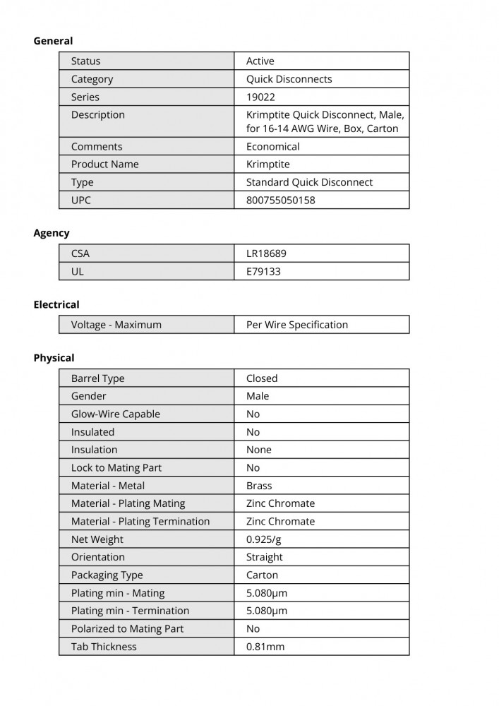 Product document image 2 for MOLEX 190220018