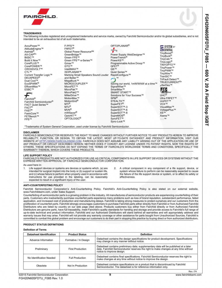 FGH20N60SFDTU-F085 datasheet page 10