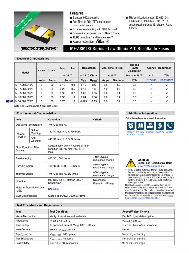 BOURNS MF-ASML series datasheet page 1