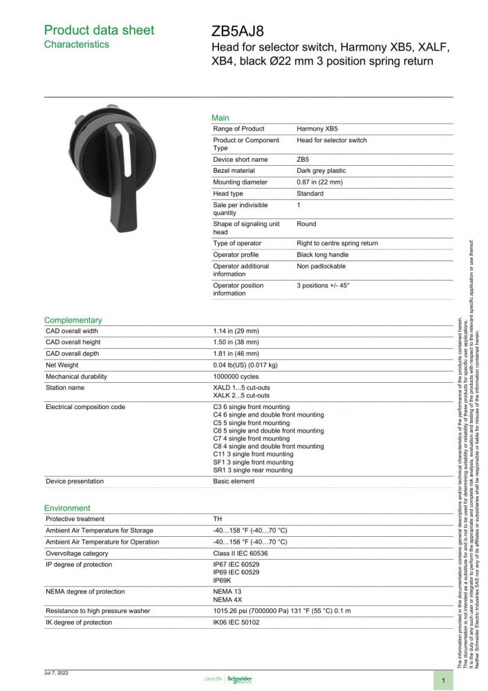 ZB5AJ8 technical document page 1