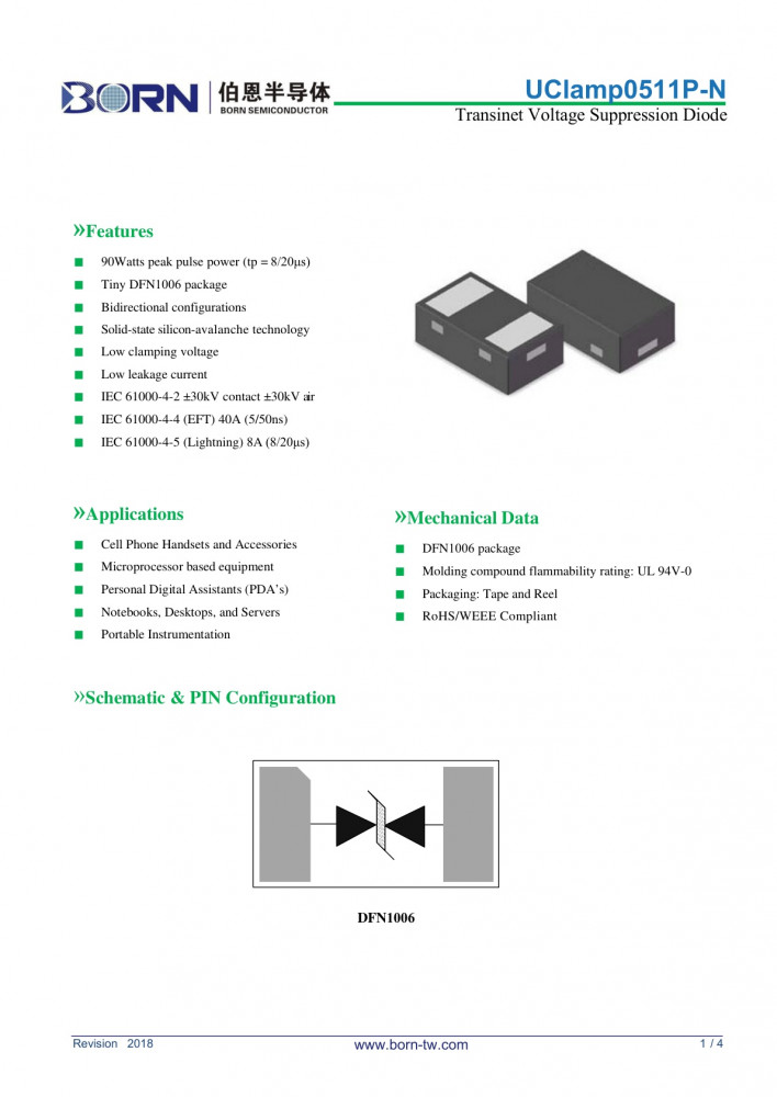 UClamp0511P-N datasheet page 1