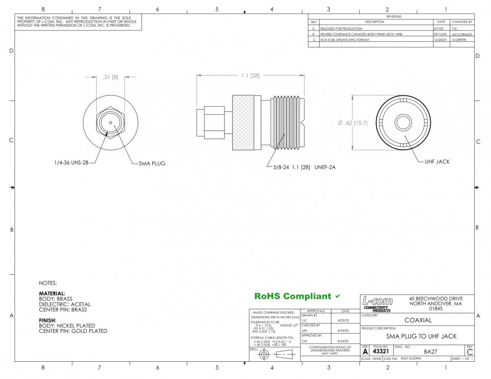 L-com BA27 technical document preview