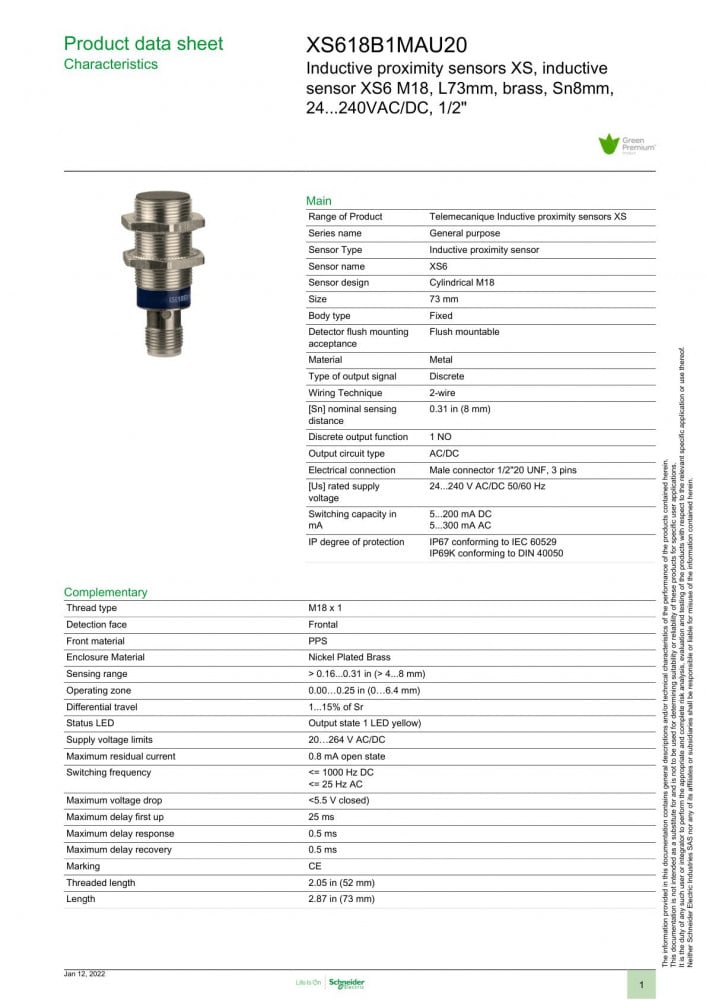 XS618B1MAU20 technical document page 1