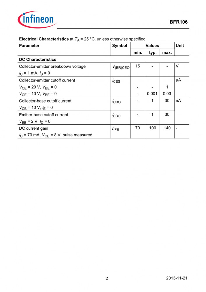 BFR106E6327 datasheet page 2