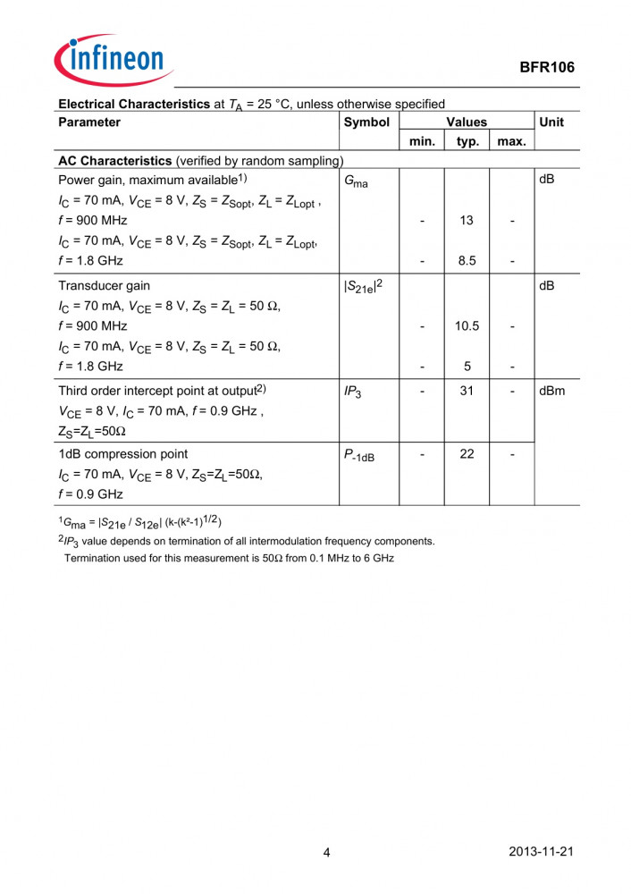 BFR106E6327 datasheet page 4