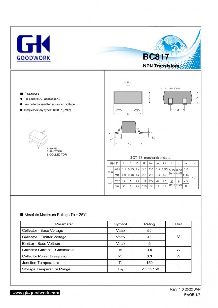 GOODWORK 6C-BC817-40 datasheet page 1