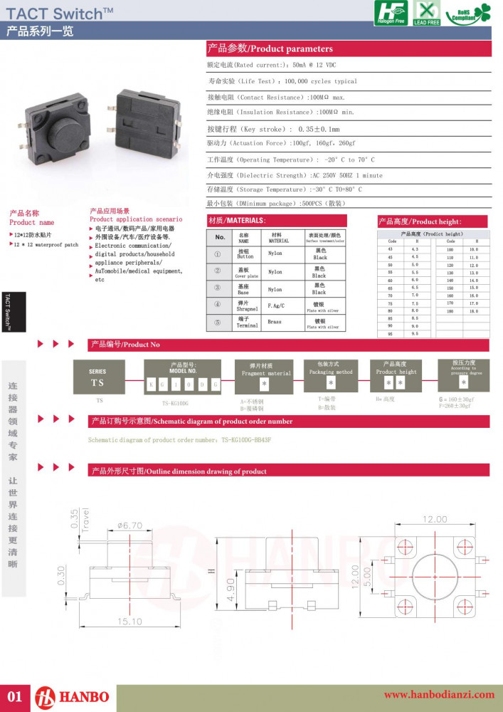 TS-KG10DG-BB55F technical document page 1