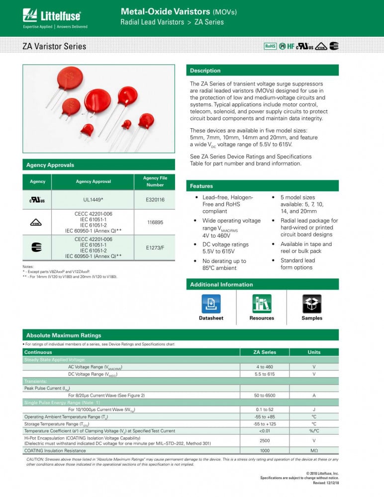 V33ZA2P datasheet page 1