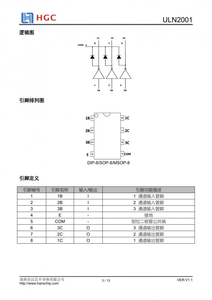 ULN2001DRG datasheet page 3