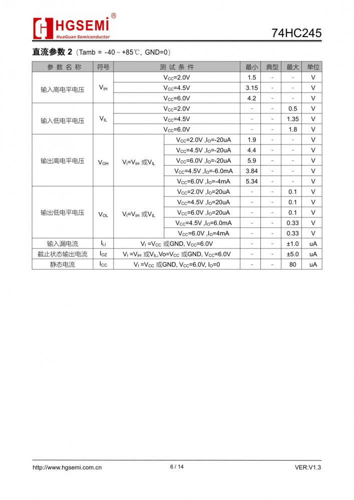 74HC245M/TR datasheet page 6