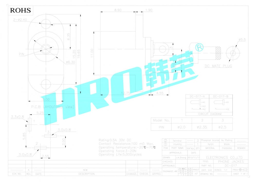 HRO DC-017 drawing preview