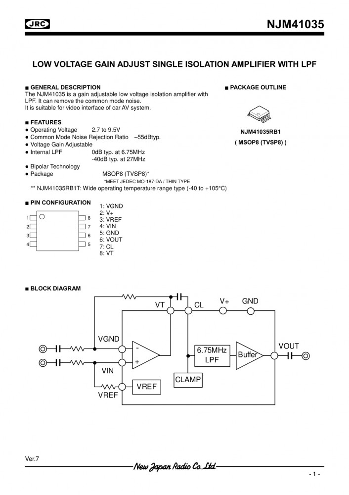 NJM41035 datasheet page 1