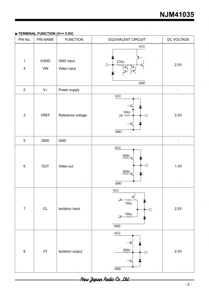 NJM41035 datasheet page 3