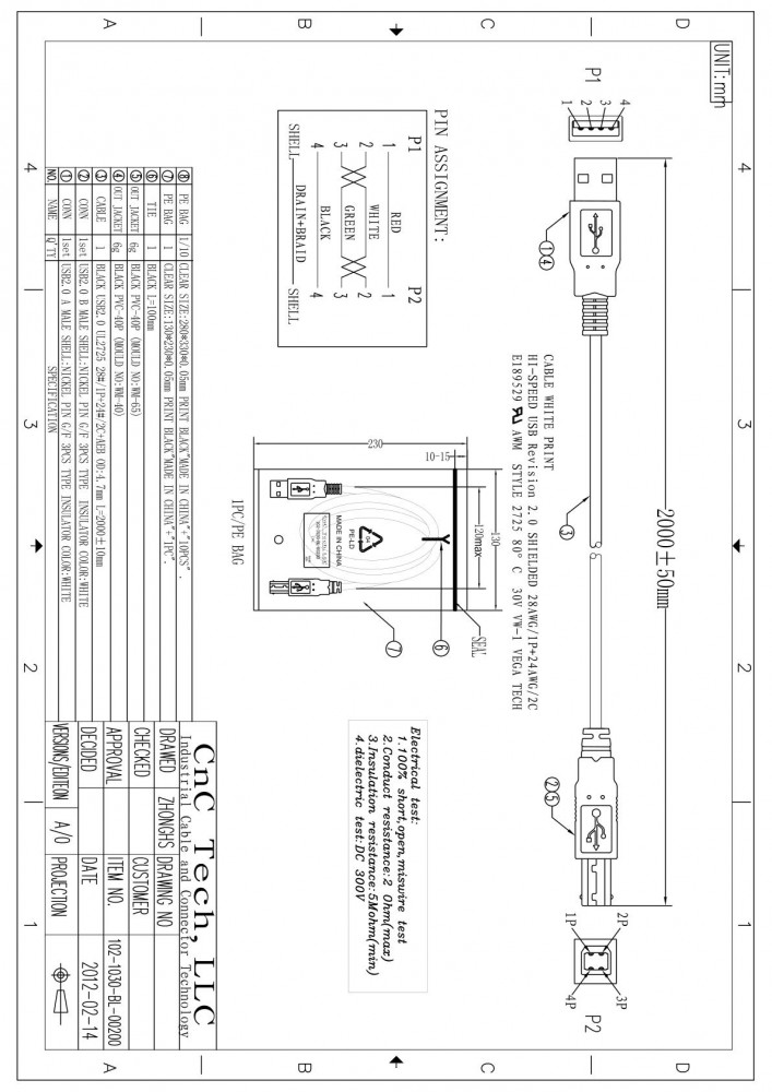 Assembly drawing and specification page for model 102-1030-BL-00200
