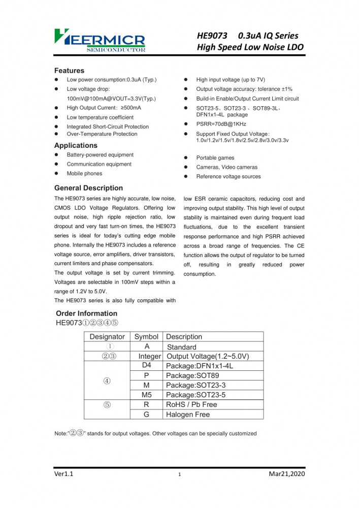 HE9073 datasheet page 1
