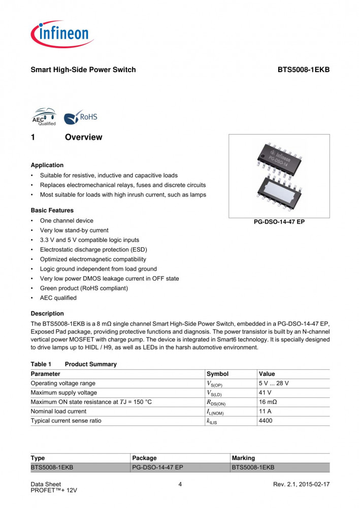 BTS50081EKBXUMA1 datasheet page 4