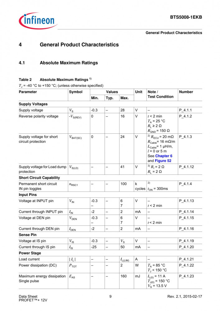BTS50081EKBXUMA1 datasheet page 9