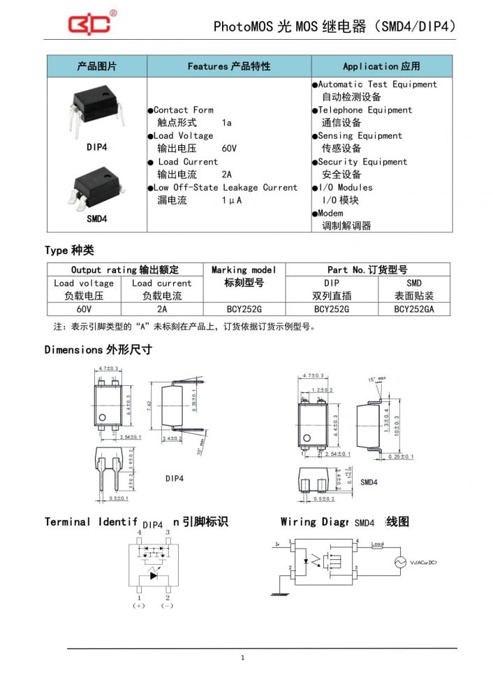 BCY252GA datasheet page 1