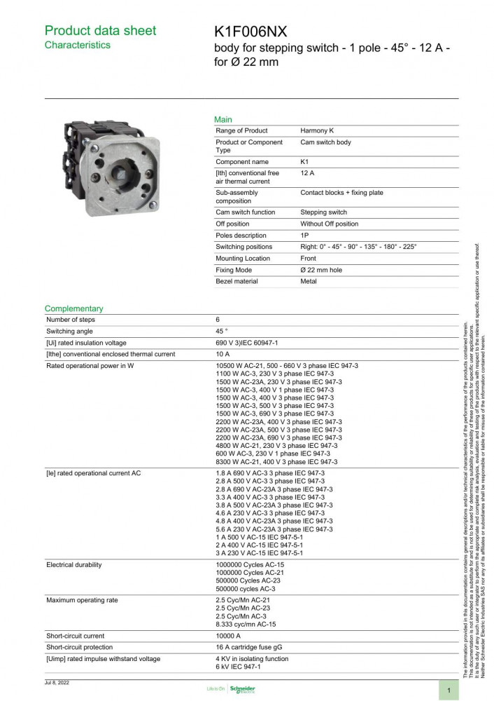 K1F006NX technical document page 1
