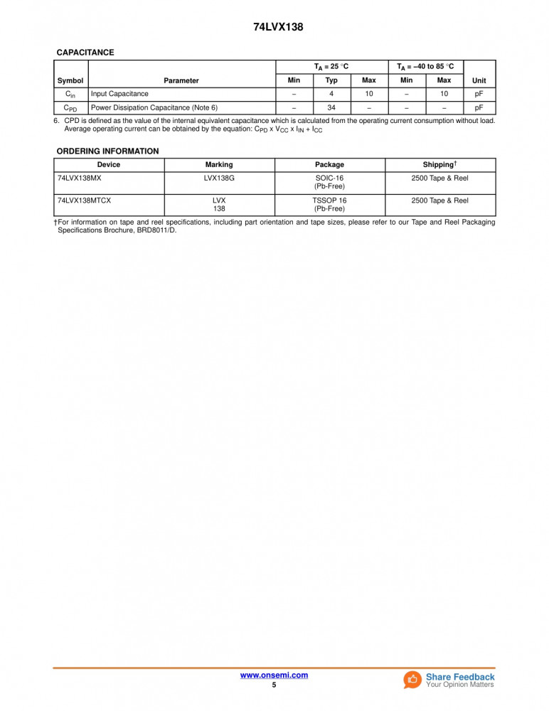 74LVX138 datasheet page 5