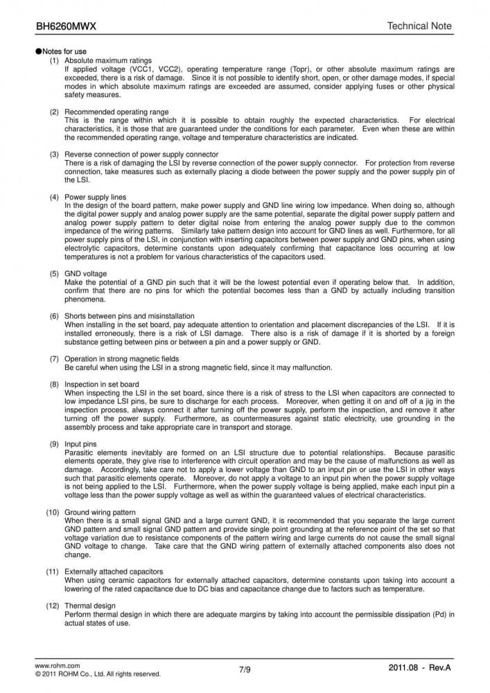 BH6260MWX-E2 datasheet page 7