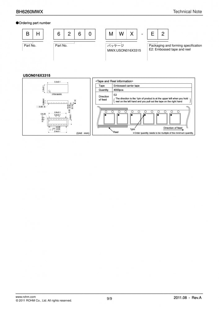 BH6260MWX-E2 datasheet page 9