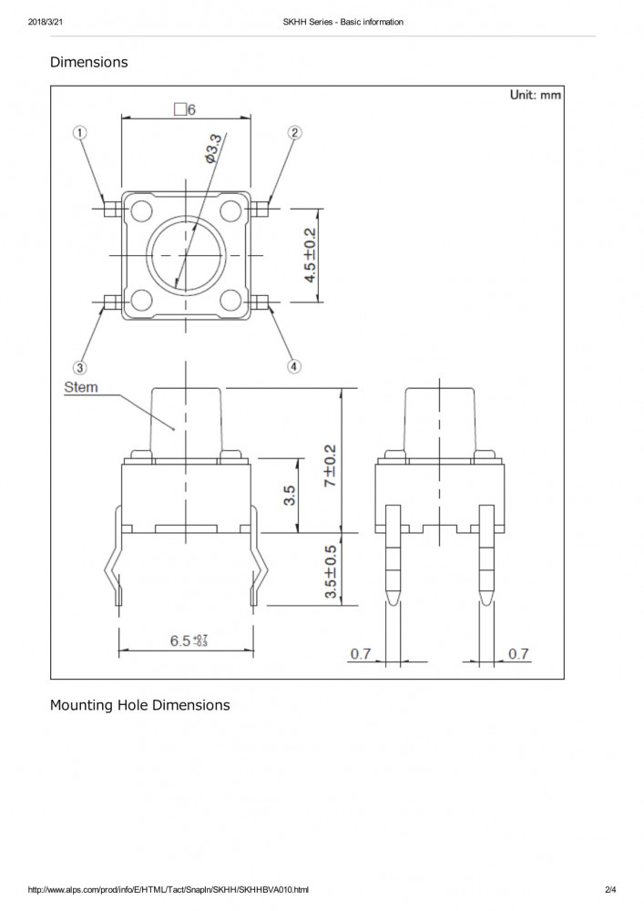 SKHHBVA010 product drawing