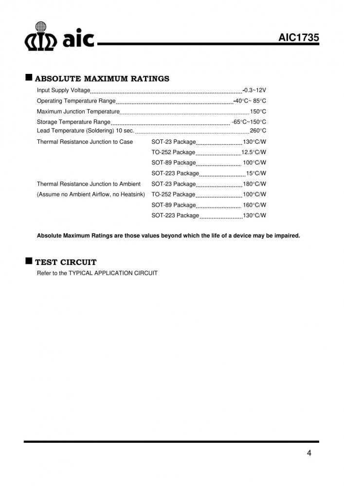 AIC1735 datasheet page 4